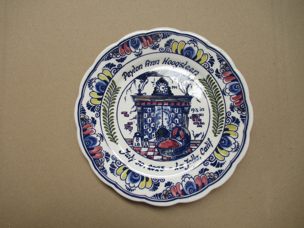 Delftblue birthplate with your own text