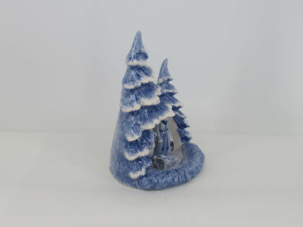Delft Blue Ceramic Christmas Tree with Nativity